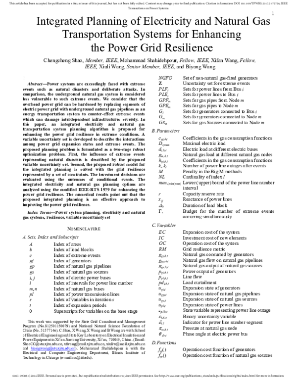 (PDF) Integrated Planning of Electricity and Natural Gas Transportation Systems for Enhancing ...
