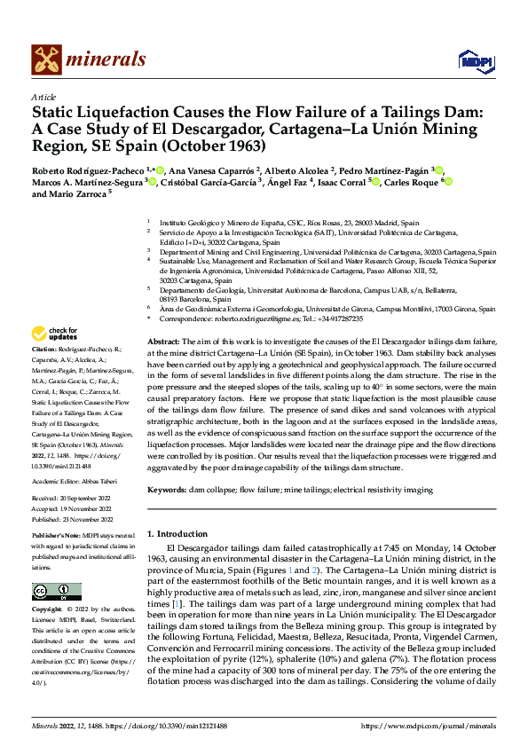 (PDF) Static Liquefaction Causes the Flow Failure of a Tailings Dam: A ...