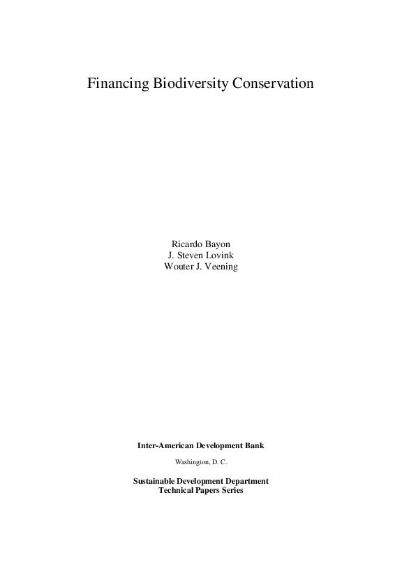 (PDF) Financing biodiversity conservation