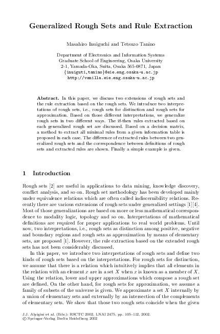 (PDF) Generalized Rough Sets and Rule Extraction
