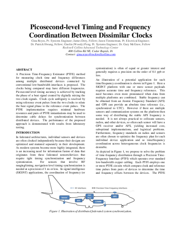 (PDF) Picosecond-level Timing and Frequency Coordination between ...