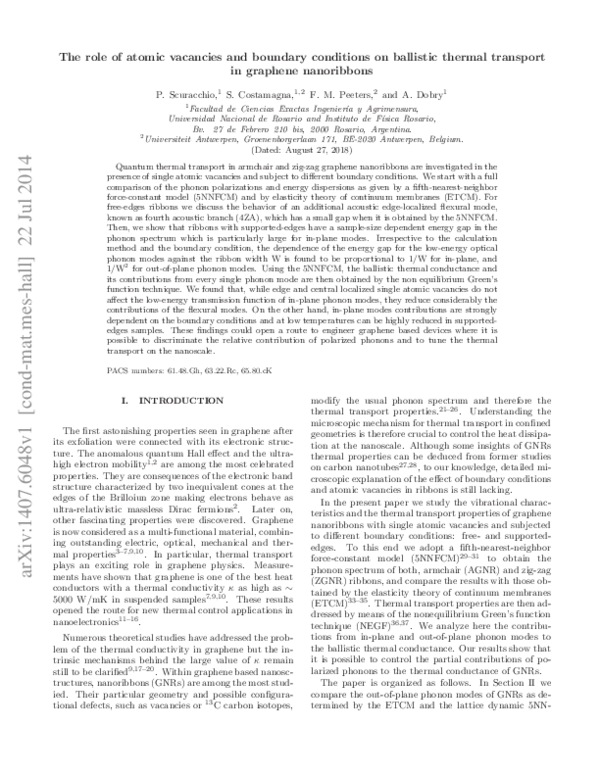 (PDF) Role of atomic vacancies and boundary conditions on ballistic ...
