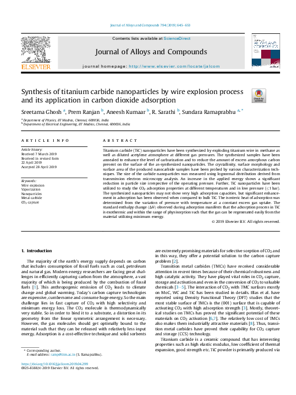 (PDF) Synthesis of titanium carbide nanoparticles by wire explosion ...
