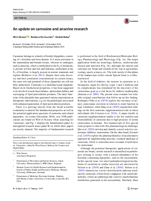 (PDF) An update on carnosine and anserine research