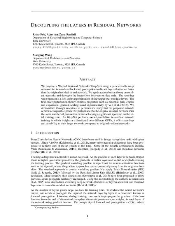 (PDF) Decoupling the Layers in Residual Networks