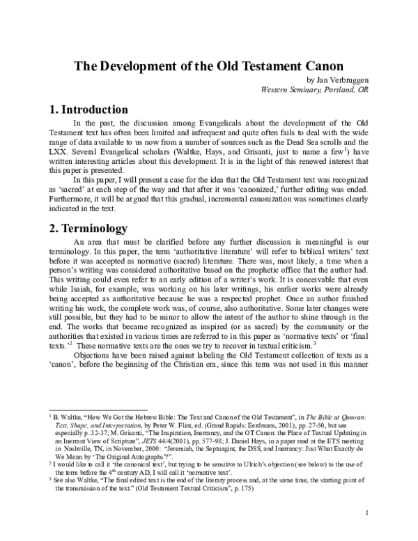(PDF) The Development of the Old Testament Canon