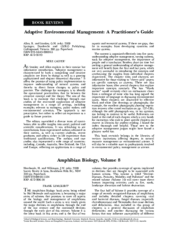 (PDF) Adaptive Environmental Management: A Practitioner’s Guide