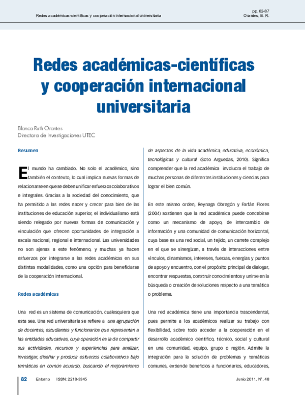 (PDF) Redes académicas-científicas y cooperación internacional ...
