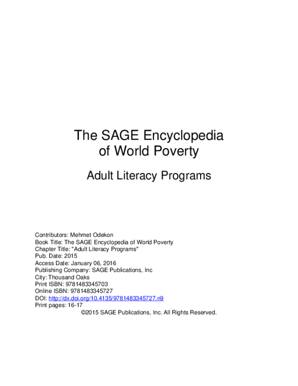 (PDF) Adult Literacy Programs