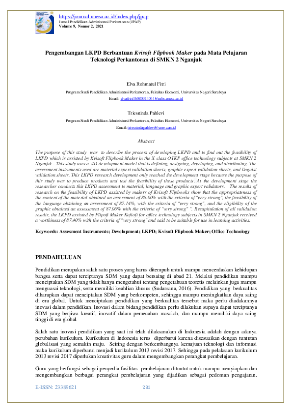 (PDF) Pengembangan LKPD Berbantuan Kvisoft Flipbook Maker pada Mata Pelajaran Teknologi ...