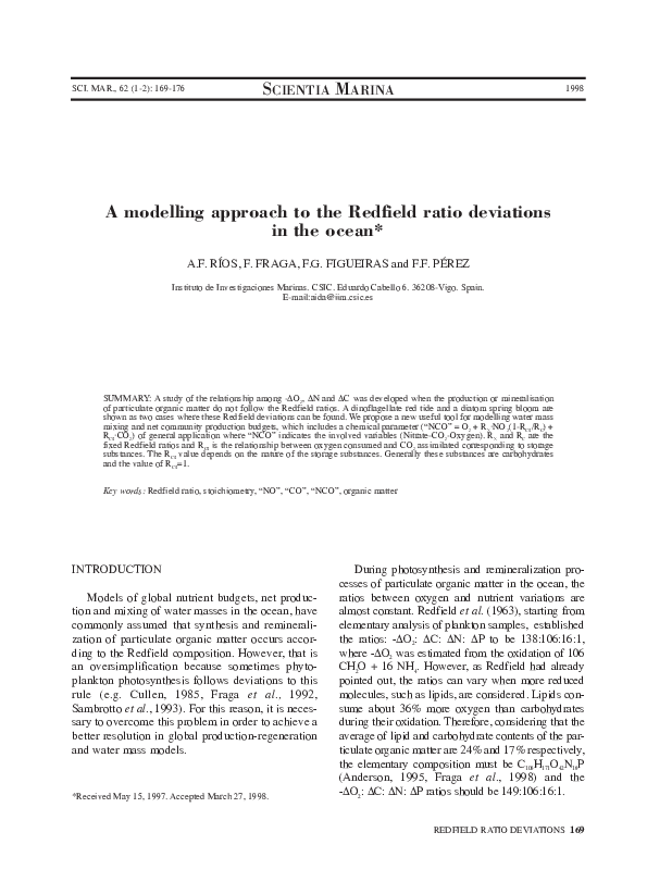 (PDF) A modelling approach to the Redfield ratio deviations in the ocean