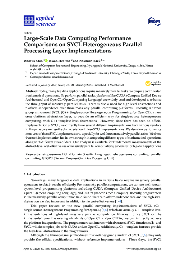 Pdf Large Scale Data Computing Performance Comparisons On Sycl Heterogeneous Parallel