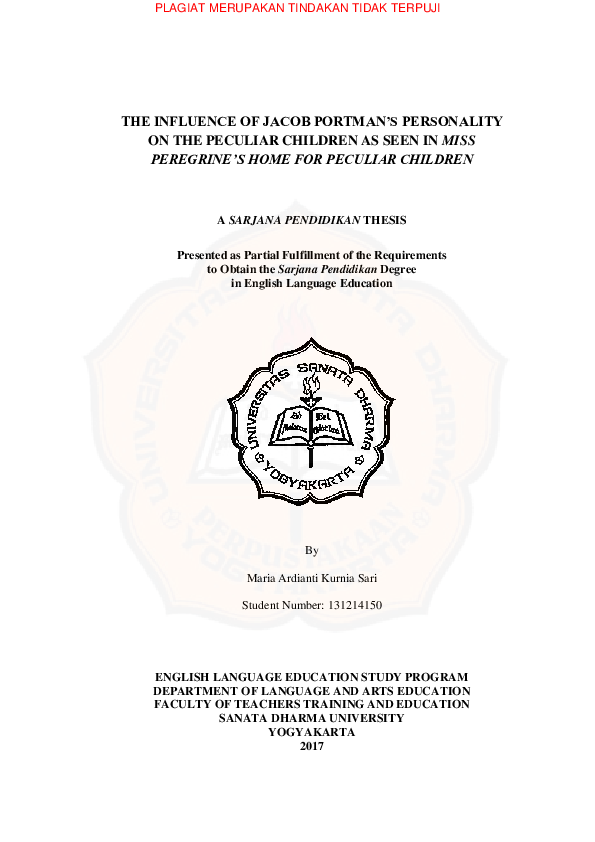 (PDF) The Influence of Jacob Portman ’ S Personality on the Peculiar ...