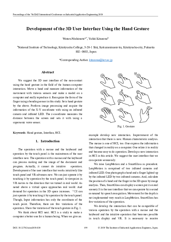 (PDF) Hand Gesture User Interface for Transforming Objects in 3D ...