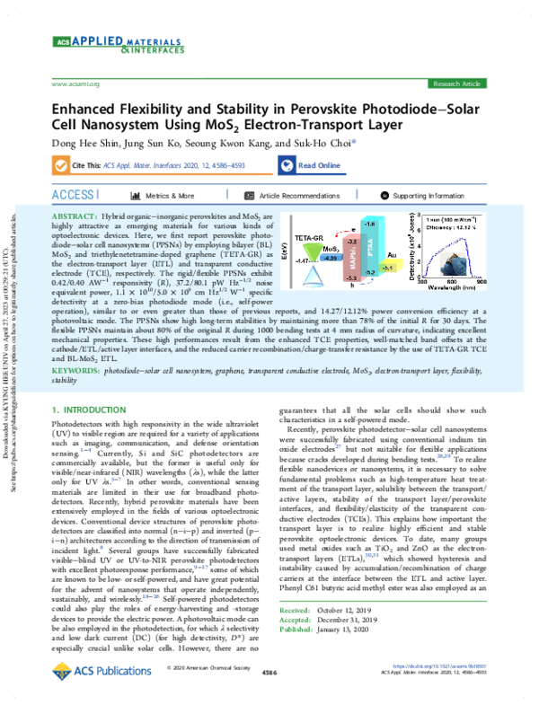 (PDF) Enhanced Flexibility and Stability in Perovskite Photodiode−Solar Cell Nanosystem Using ...