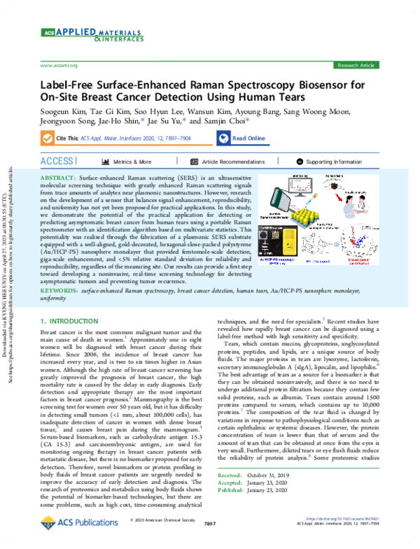 (PDF) Label-Free Surface-Enhanced Raman Spectroscopy Biosensor for On-Site Breast Cancer ...