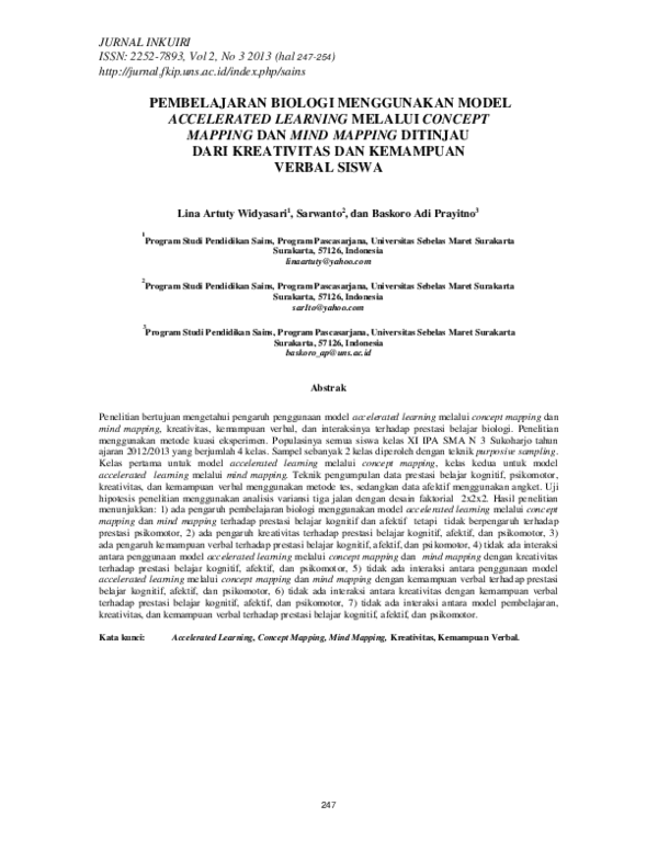(PDF) Pembelajaran Biologi Menggunakan Model Accelerated Learning Melalui Concept Mapping Dan ...