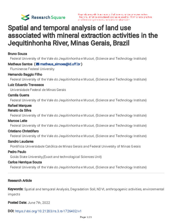 (PDF) Spatial and temporal analysis of land use associated with mineral extraction activities in ...