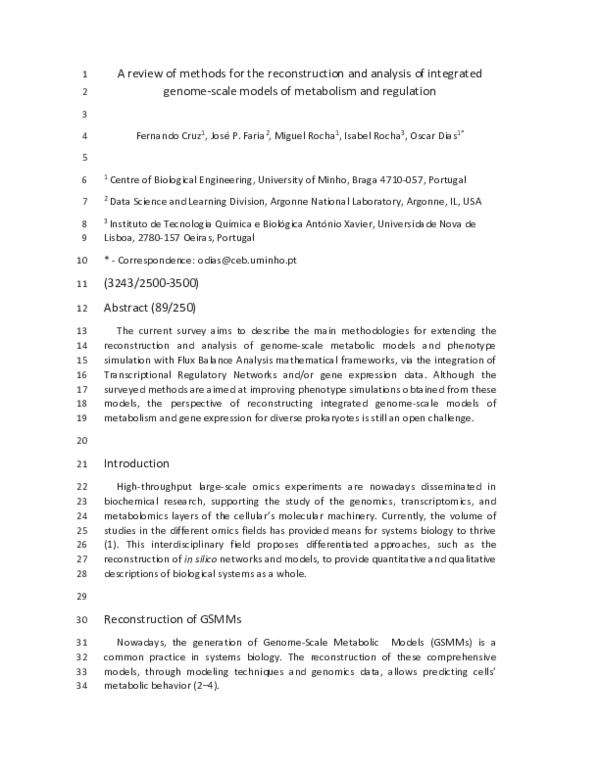 (PDF) A review of methods for the reconstruction and analysis of ...