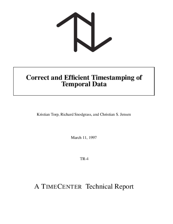 (PDF) Correct and Efficient Timestamping of Temporal Data | Christian S. Jensen - Academia.edu