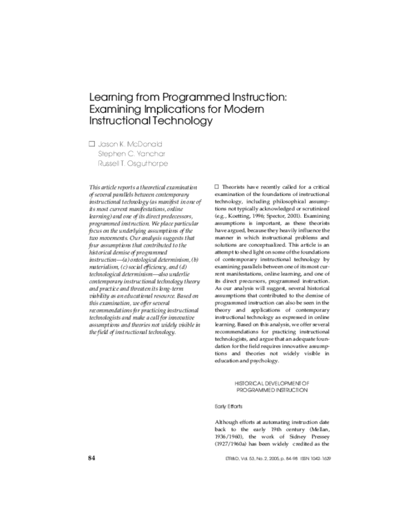 (PDF) Learning from programmed instruction: Examining implications for ...