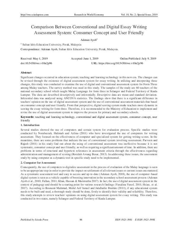 (PDF) Comparison Between Conventional and Digital Essay Writing ...
