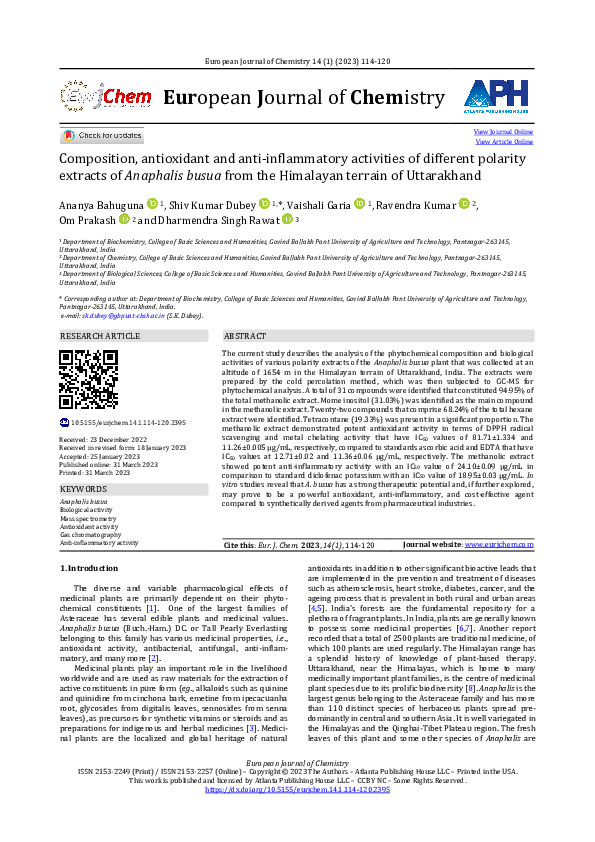 (PDF) Composition, antioxidant and anti-inflammatory activities of different polarity extracts ...