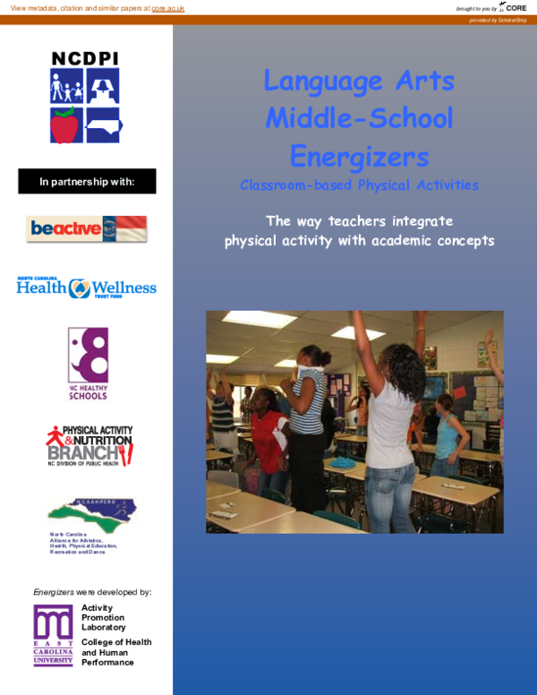 (PDF) Language Arts Middle-School Energizers Classroom-based Physical ...