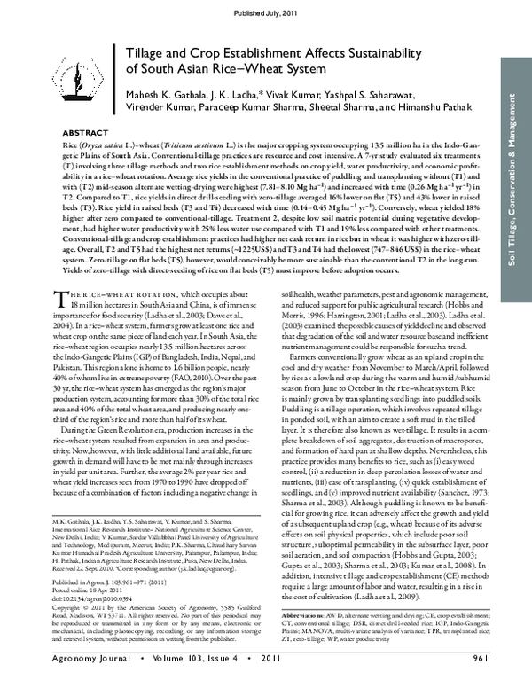 (PDF) Tillage and Crop Establishment Affects Sustainability of South ...