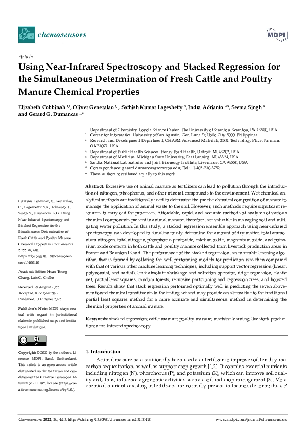 (PDF) Using Near-Infrared Spectroscopy and Stacked Regression for the Simultaneous Determination ...