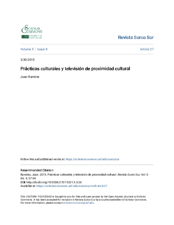 (PDF) Pr cticas culturales y televisi n de proximidad cultural