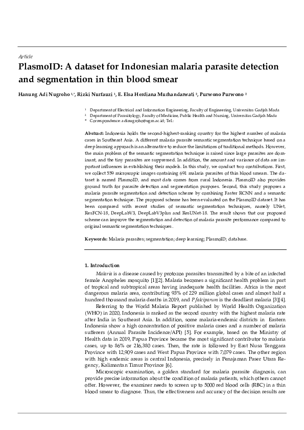 (PDF) PlasmoID: A dataset for Indonesian malaria parasite detection and ...