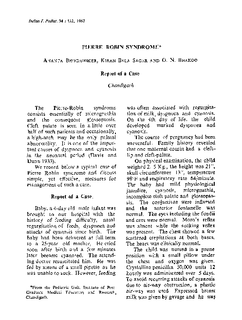 (PDF) Pierre Robin syndrome