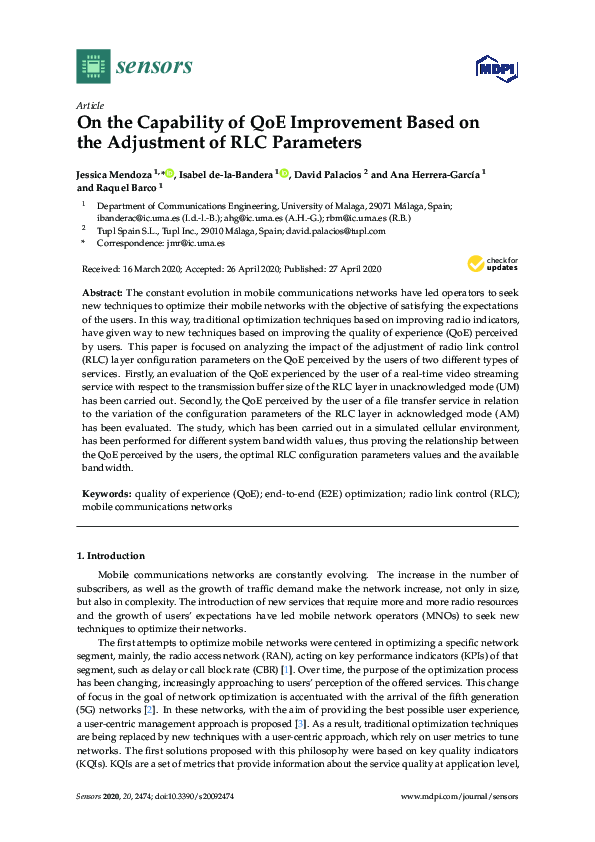 (PDF) On the Capability of QoE Improvement Based on the Adjustment of RLC Parameters
