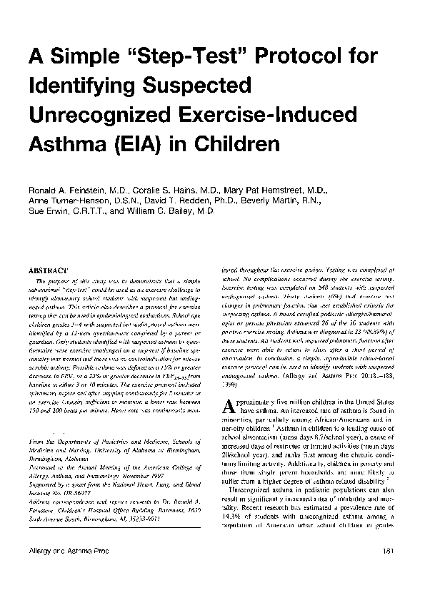 (PDF) A Simple "Step-Test" Protocol for Identifying Suspected ...