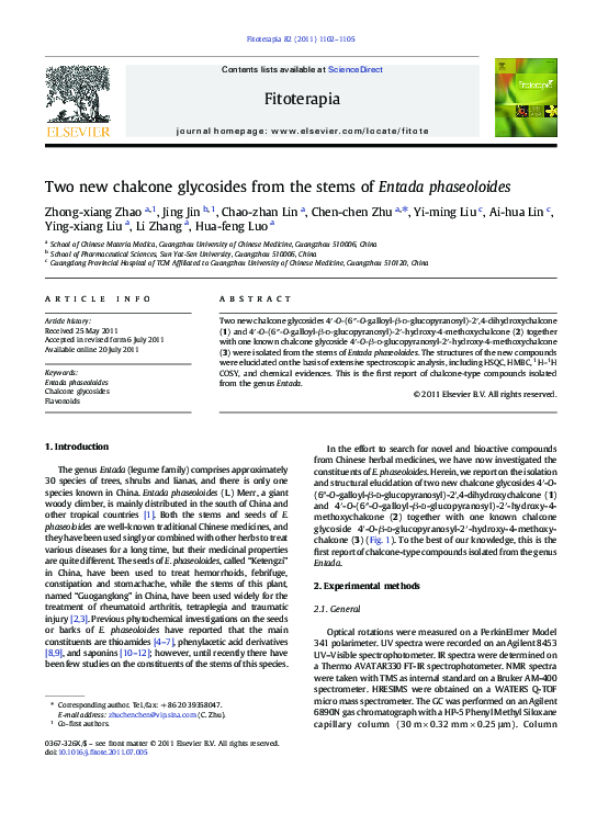(PDF) Two new chalcone glycosides from the stems of Entada phaseoloides