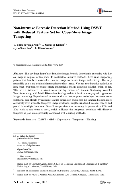 (PDF) Non-intrusive Forensic Detection Method Using DSWT with Reduced ...