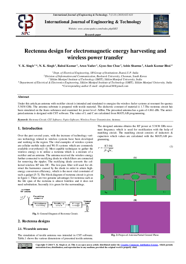 (PDF) Rectenna design for electromagnetic energy harvesting and ...