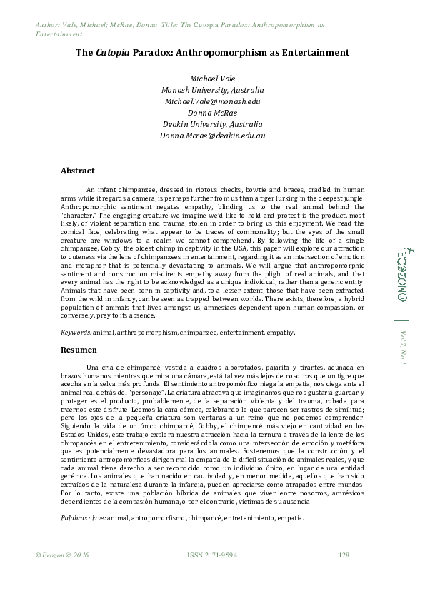 (PDF) The Cutopia Paradox: Anthropomorphism as Entertainment // La ...