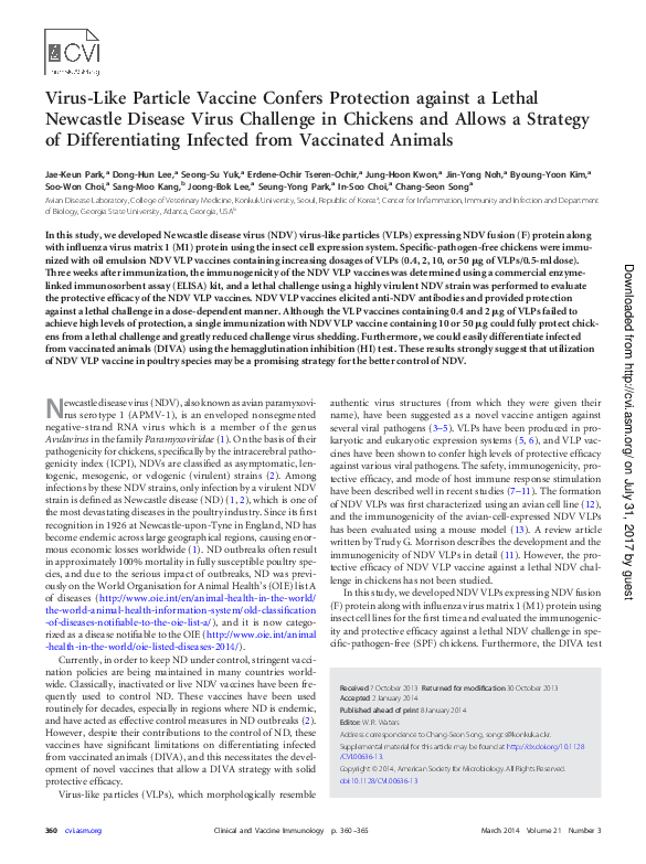 (PDF) Virus-Like Particle Vaccine Confers Protection against a Lethal ...
