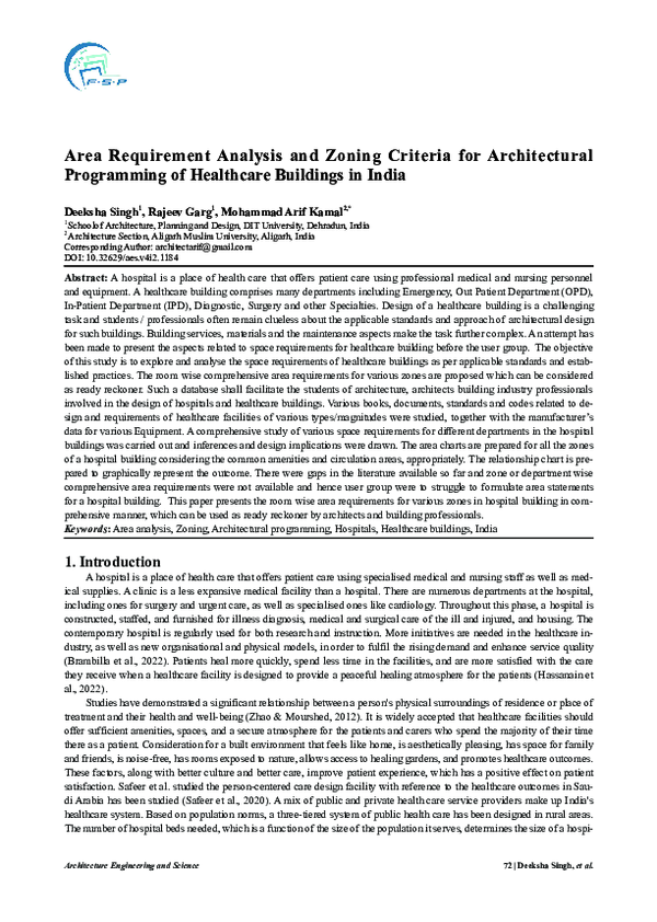 (PDF) Area Requirement Analysis and Zoning Criteria for Architectural ...