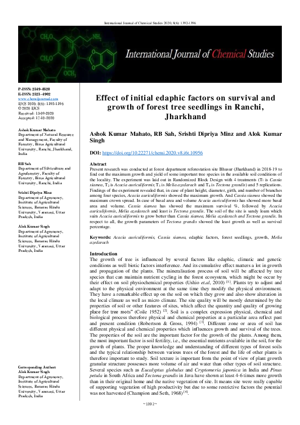 (PDF) Effect of initial edaphic factors on survival and growth of ...