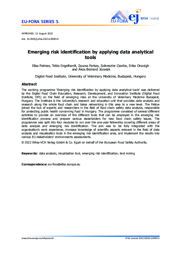 (PDF) Emerging risk identification by applying data analytical tools