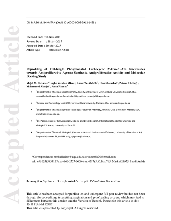 (PDF) Reprofiling of full-length phosphonated carbocyclic 2′-oxa-3′-aza ...