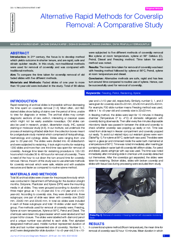 (PDF) Alternative Rapid Methods for Coverslip Removal: A Comparative Study