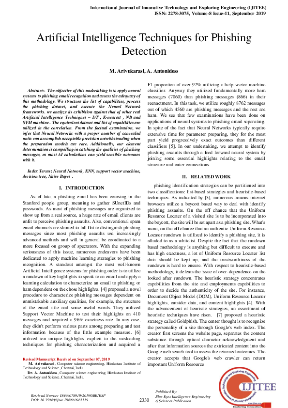 (PDF) Artificial Intelligence Techniques for Phishing Detection