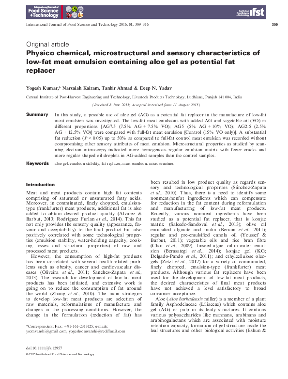 (PDF) Physico chemical, microstructural and sensory characteristics of low-fat meat emulsion ...