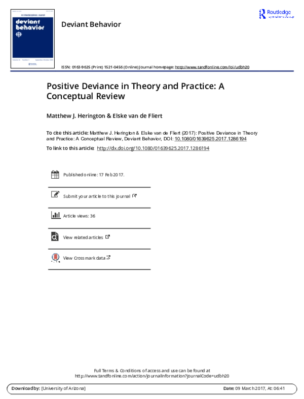 (PDF) Positive Deviance in Theory and Practice: A Conceptual Review