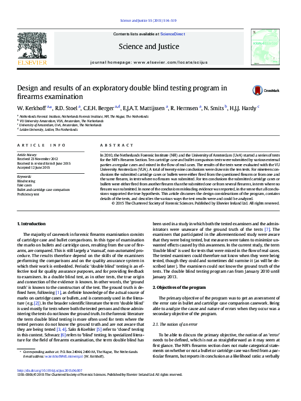 (PDF) Design and results of an exploratory double blind testing program ...