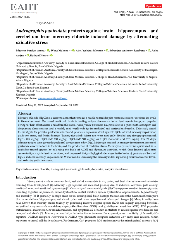 Andrographis paniculata protects against brain hippocampus and ...